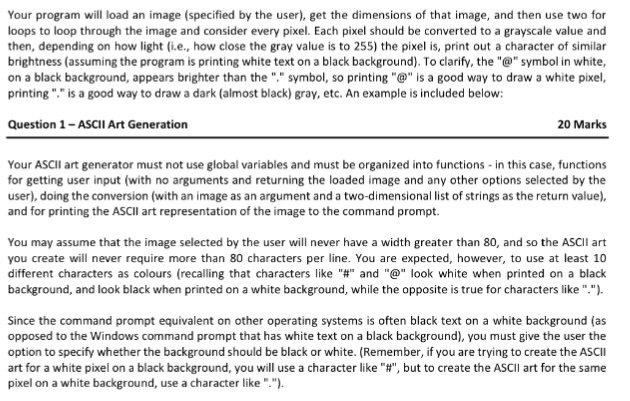 Solved Question 1-ASCII Art Generation 40 Marks For this | Chegg.com