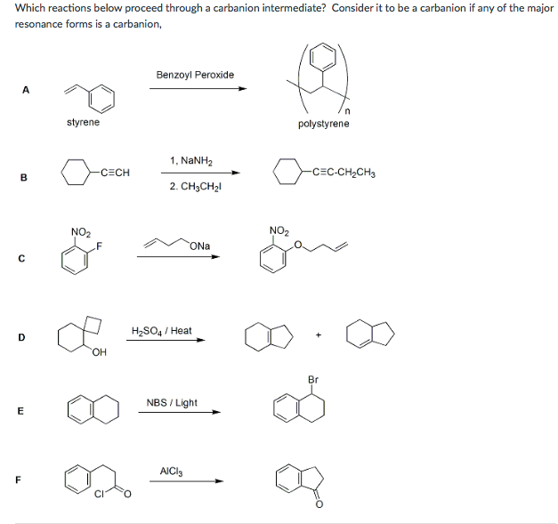 Solved Which reactions below proceed through a carbanion | Chegg.com