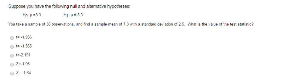 Solved Suppose you have the following null and alternative | Chegg.com