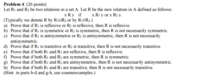 Solved Let R_1 and R_2 be two relations in a set A. Let R be | Chegg.com