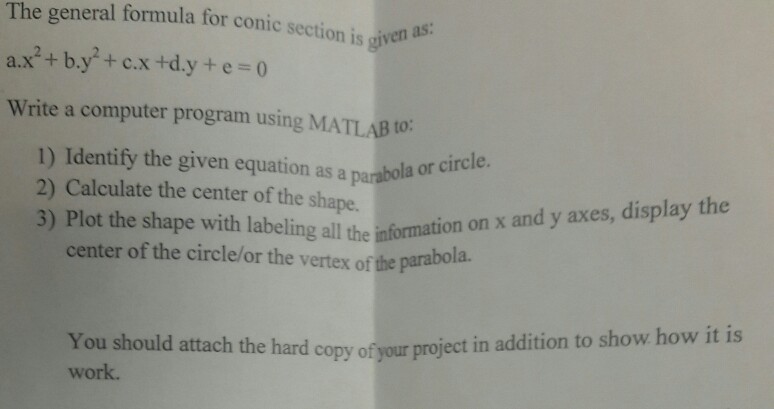 The general formula for conic section is given as: | Chegg.com