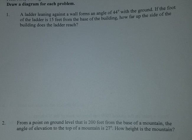 Solved Draw a diagram for each problem. A ladder leaning | Chegg.com