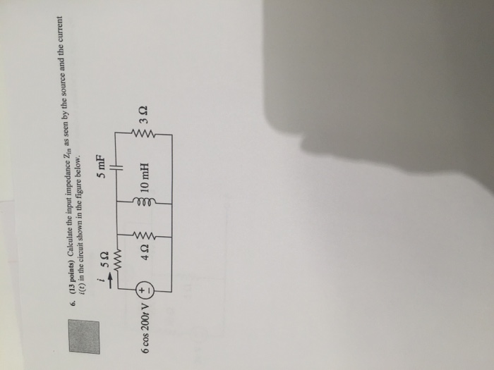 Solved Calculate the input impedance Z_in as seen by the | Chegg.com