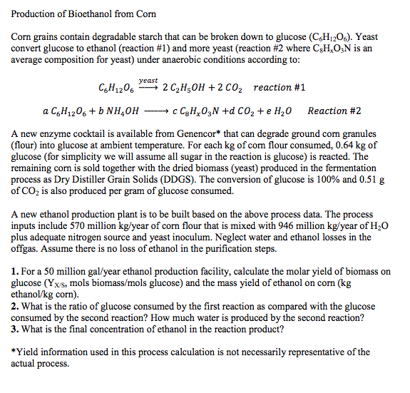 Production of Bioethanol from Corn Corn grains | Chegg.com