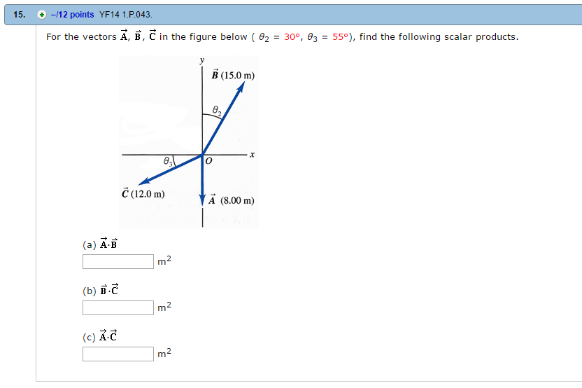 Solved For the vectors A, B, C in the figure below (theta_2 | Chegg.com