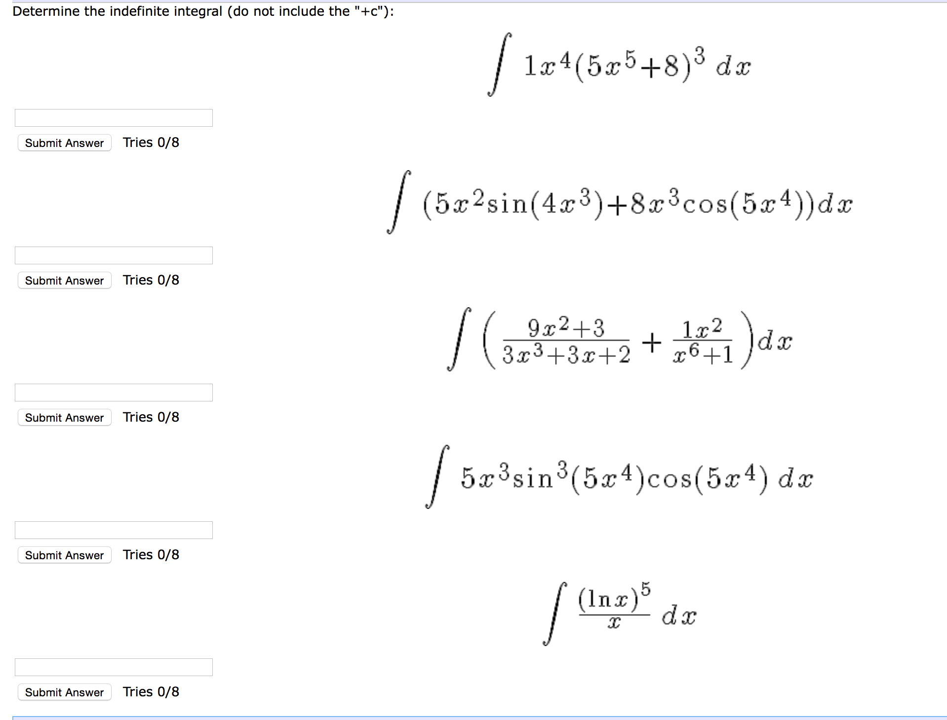 Solved Determine the indefinite integral (do not include the | Chegg.com