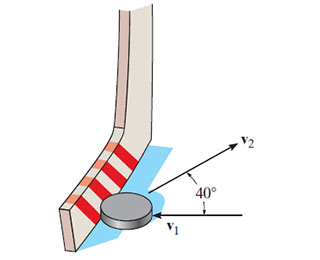 Solved A hockey puck is traveling to the left with a | Chegg.com