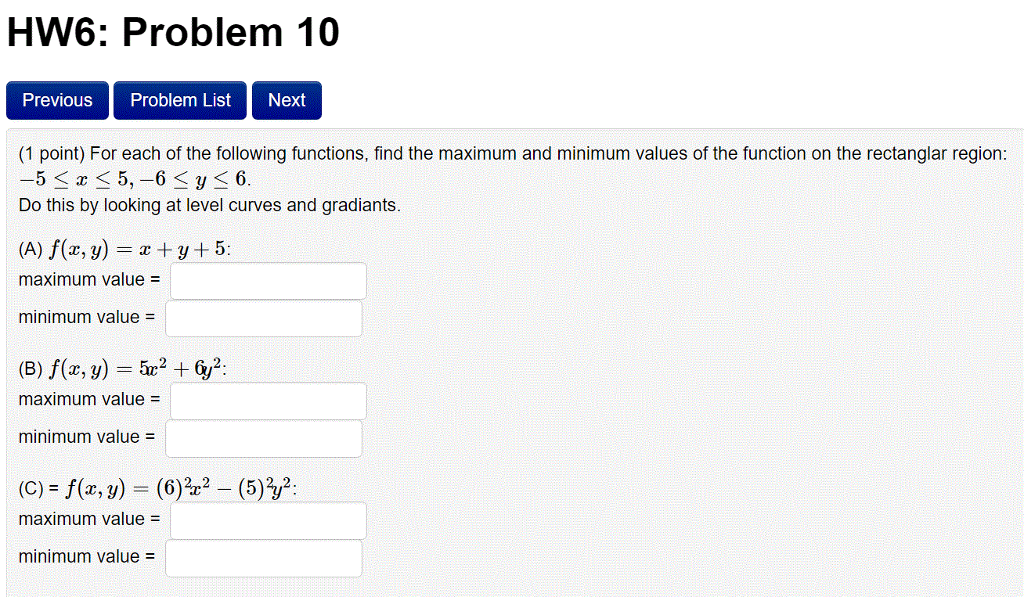 Solved For each of the following functions, find the maximum | Chegg.com