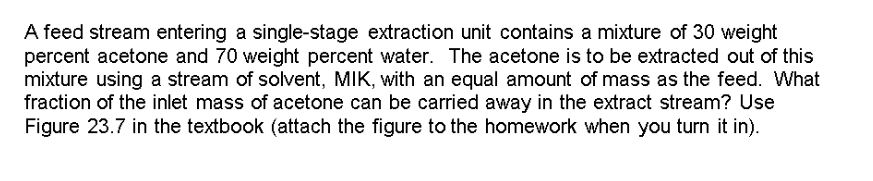 A feed stream entering a single-stage extraction unit | Chegg.com