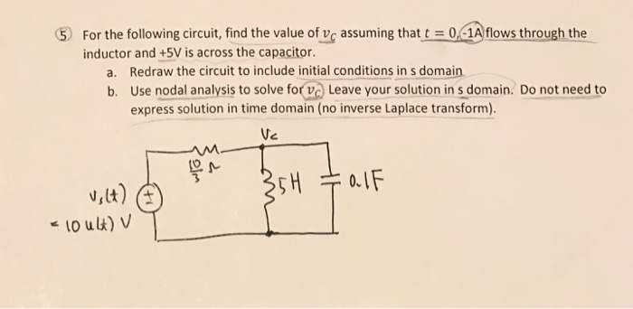 Solved For the following circuit, find the value of v_c | Chegg.com
