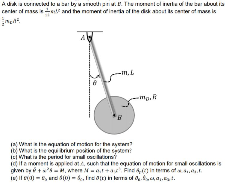 Solved A disk is connected to a bar by a smooth pin at B. | Chegg.com
