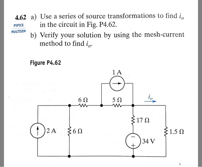 Solved Use A Series Of Source Transformations To Find I 0 In