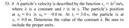 Solved A particle's velocity is described by the function vx | Chegg.com