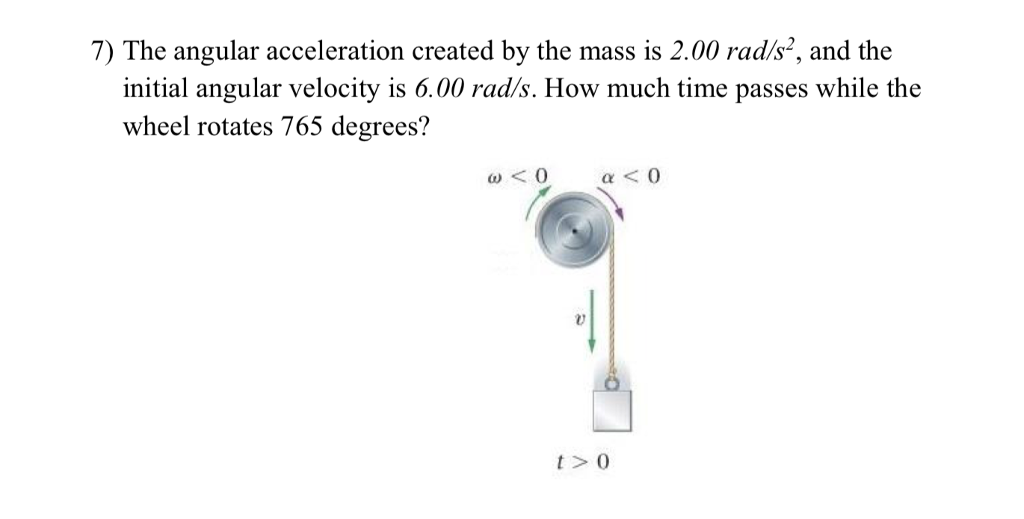 Solved 7) The angular acceleration created by the mass is | Chegg.com