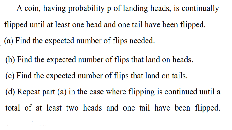Solved A coin, having probability p of landing heads, is | Chegg.com