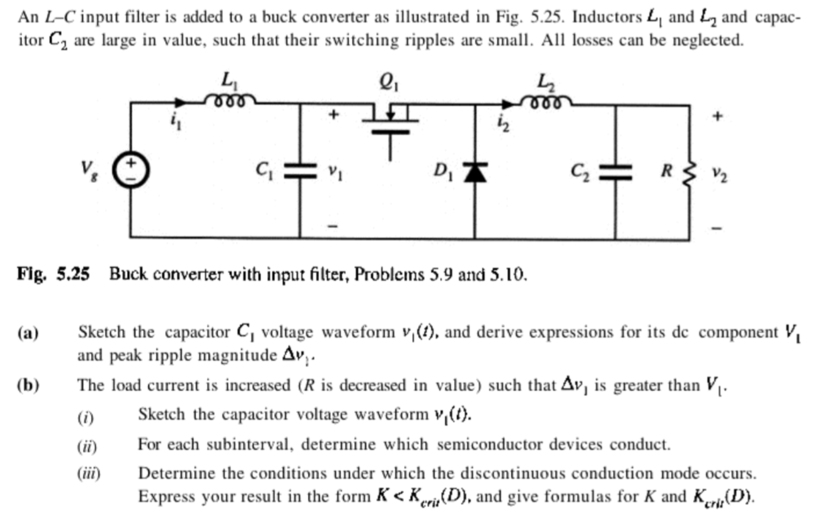 Solved An L-C input filter is added to a buck converter as | Chegg.com