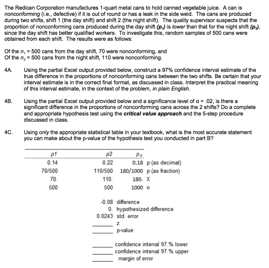 Solved The Redican Corporation manufactures 1-quart metal | Chegg.com