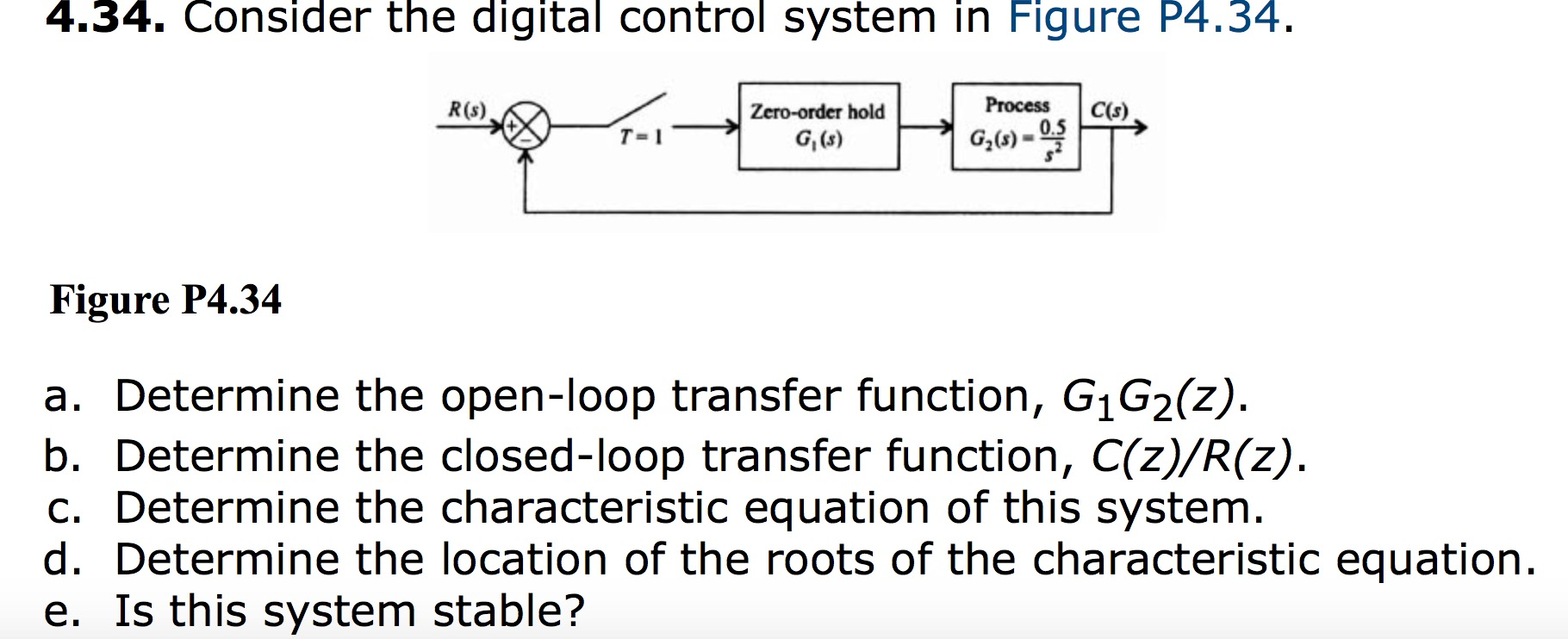 Solved Consider the digital control system in Figure P4.34 | Chegg.com