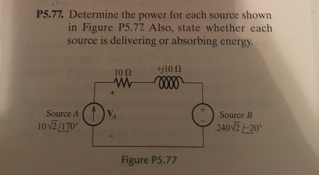 P5.76. Determine the power for each source shown in | Chegg.com