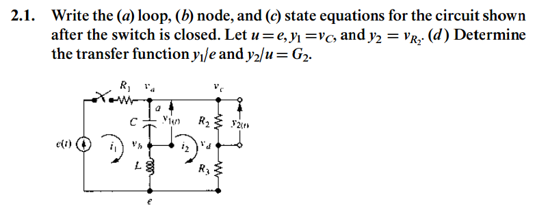 Solved Write The Loop Node And State Equations For The 1479