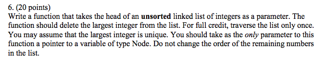 Solved Write a function that takes the head of an unsorted | Chegg.com