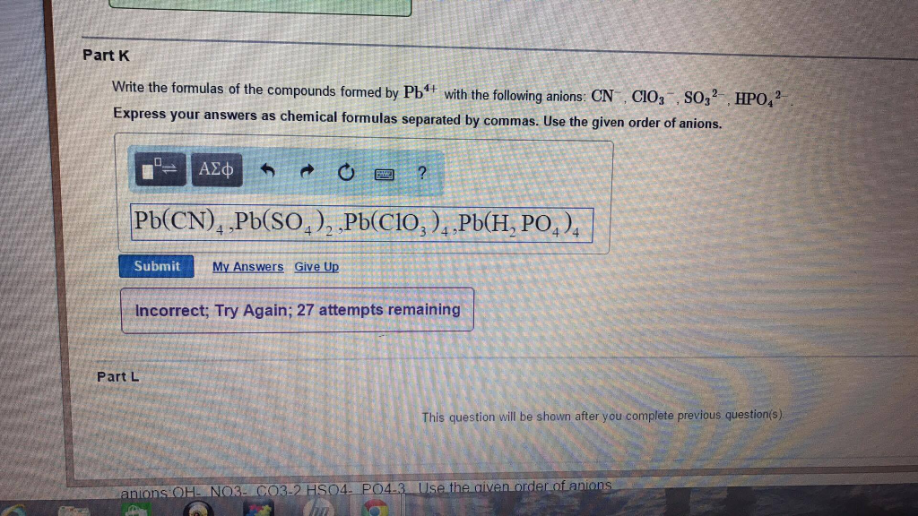 Solved Write the formulas of the compounds formed by Pb^4+ | Chegg.com
