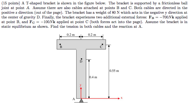 Solved (15 points) A T-shaped bracket is shown in the figure | Chegg.com