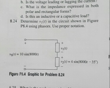 Solved b. Is the the voltage leading or lagging the current? | Chegg.com