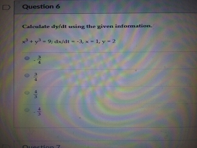 Solved Question 6 Calculate dy/dt using the given | Chegg.com