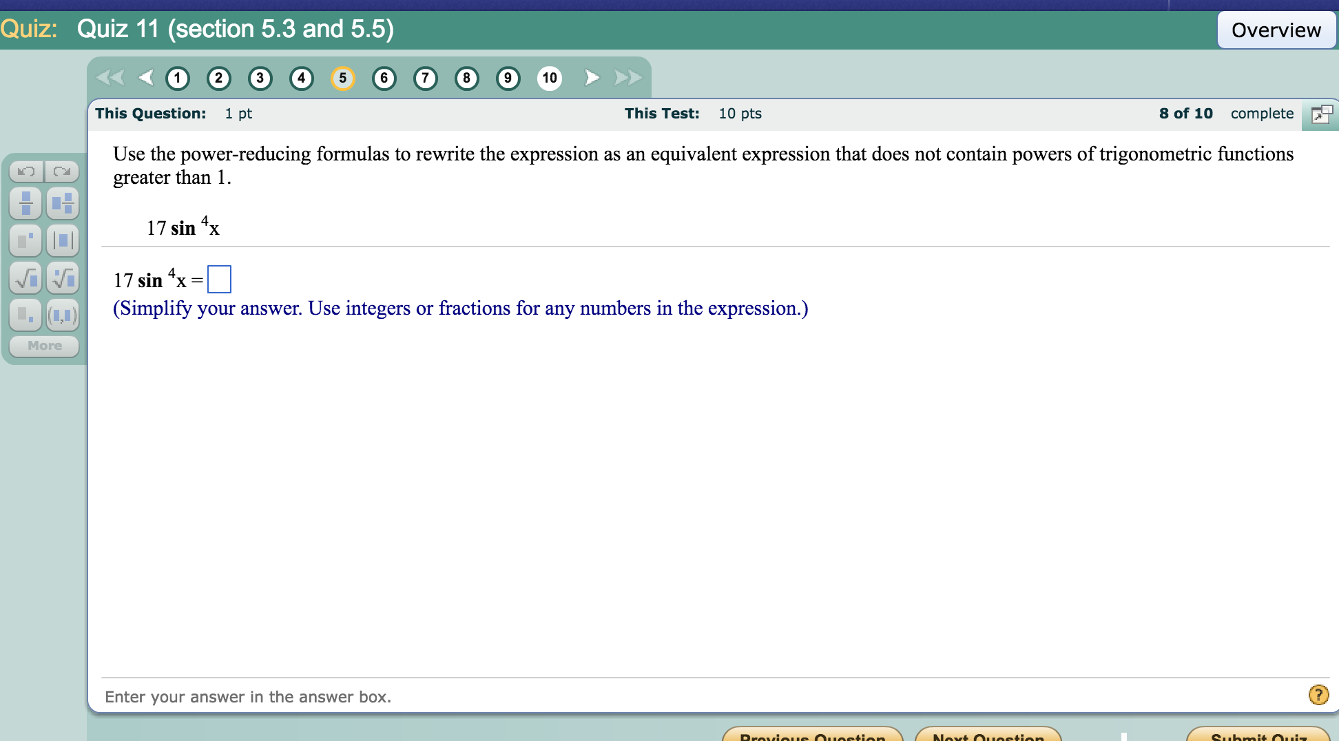 Solved Use The Power Reducing Formulas To Rewrite The