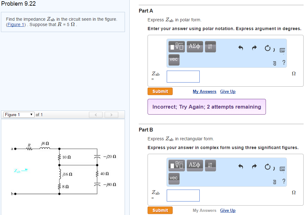 Solved Find the impedance Zab in the circuit seen in the | Chegg.com