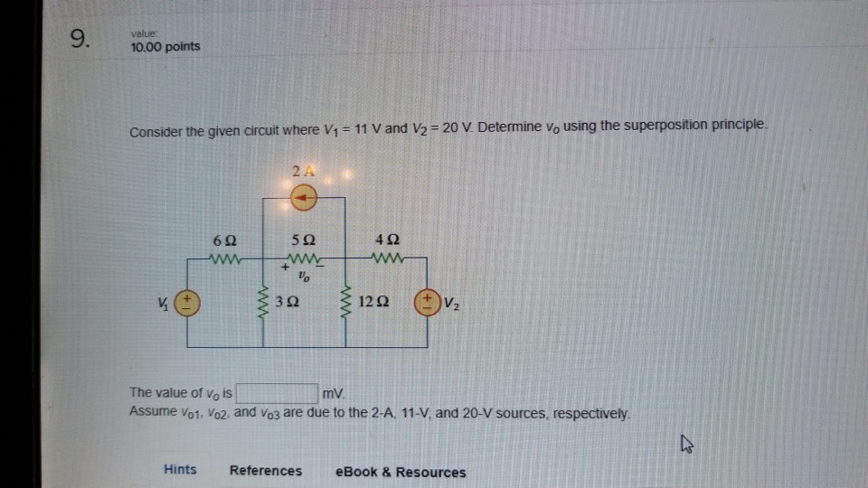 Solved value 10.00 points Consider the given circuit where | Chegg.com