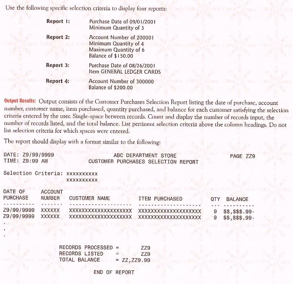 Customer Exercise purchases Selection Report Program | Chegg.com