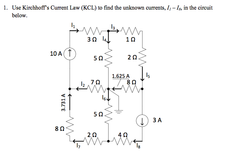 Solved Use Kirchhoff's Current Law (KCL) to find the unknown | Chegg.com