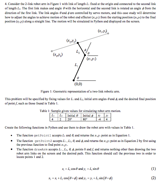Solved Consider the 2-link robot arm in Figure 1 with link | Chegg.com