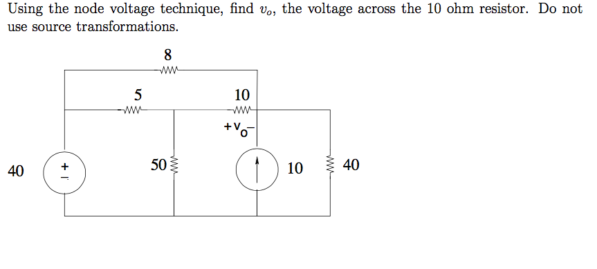 Solved Using the node voltage technique, find upsilon_0, the | Chegg.com
