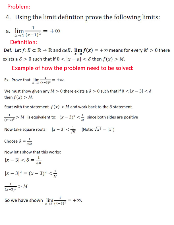 Solved Problem: 4. Using the limit defintion prove the | Chegg.com