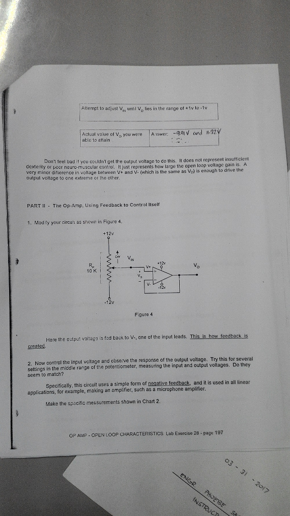 Solved EXPERIMENT OP AMP - OPEN LOOP CHARACTERISTICS Help | Chegg.com