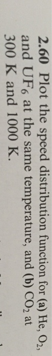 Solved Plot The Speed Distribution Function For He O2 And 7466