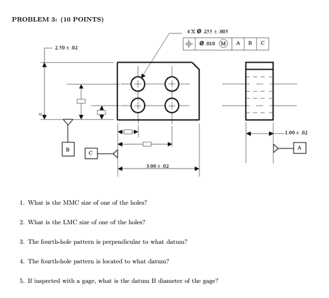 Solved What is the MMC size of one of the holes? What is | Chegg.com