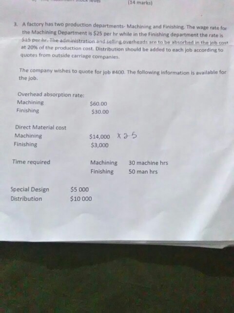 Solved (14 marks) 3. A factory has two production | Chegg.com