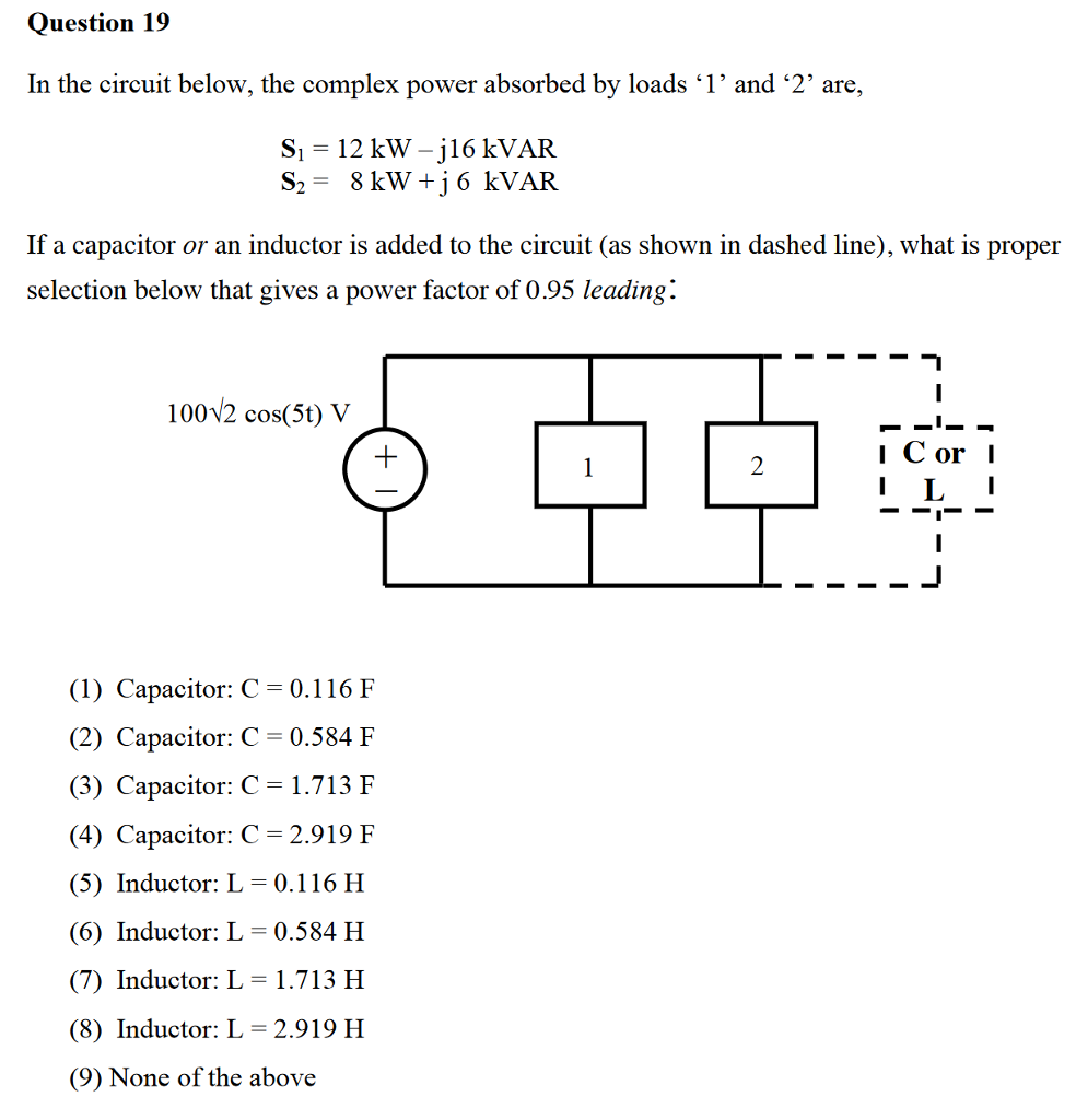 Solved Question 19 In the circuit below, the complex power | Chegg.com