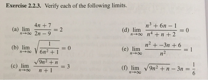 Solved Verify each of the following limits. | Chegg.com Solved Verify each of the following limits. | Chegg.com