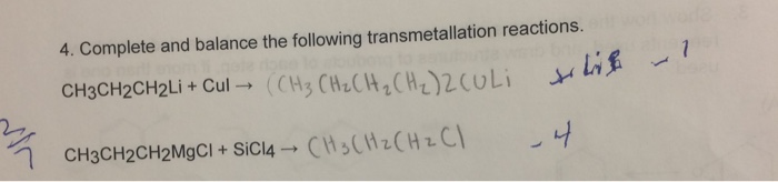 Solved Complete and balance the following transmetallation | Chegg.com