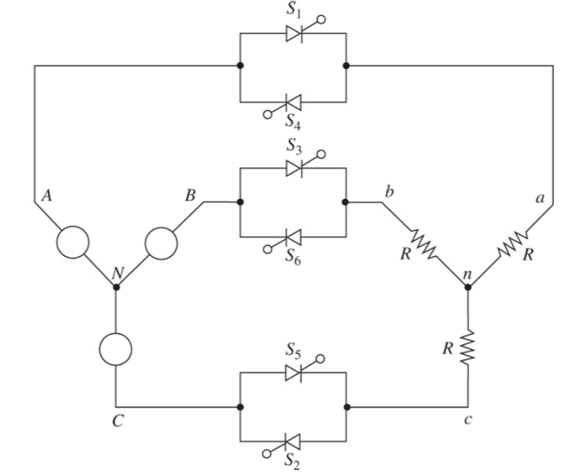 Solved 4. A three-phase voltage controller with a | Chegg.com