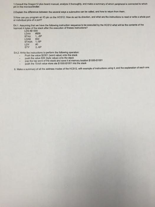 Solved Consult the Dragon 12 plus board manual, analyze it | Chegg.com