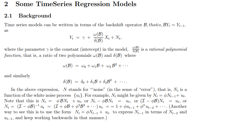 Solved 1 Some Math related to Time Series Regression Models | Chegg.com