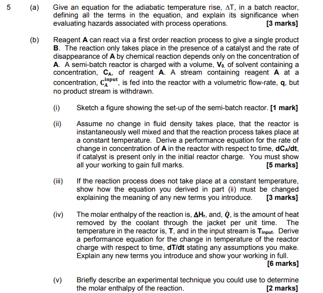 5 (a) Give an equation for the adiabatic temperature | Chegg.com