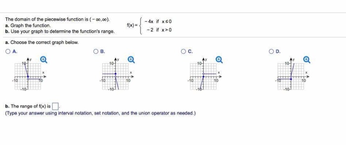Solved The domain o(the piecewise function is (- infinity, | Chegg.com
