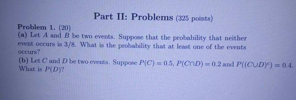 Solved Part II: Problems (325 points) Problem 1. (20) (a) | Chegg.com Solved Part II: Problems (325 points) Problem 1. (20) (a) | Chegg.com